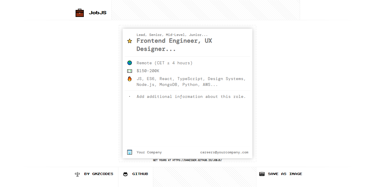 JobJS \ Sharable image summaries for your open positions